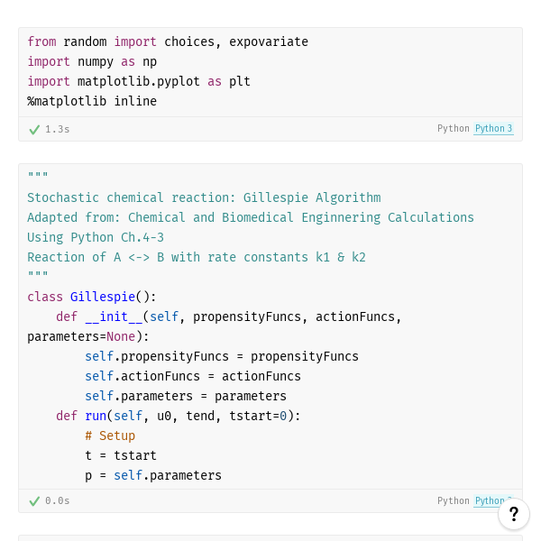 Gillespie Algorithm (Python) - Nextjournal Gillespie Algorithm (Python) - Nextjournal