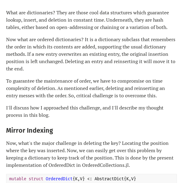 Ordered Dictionary - An alternative approach - Nextjournal Ordered Dictionary - An alternative approach - Nextjournal