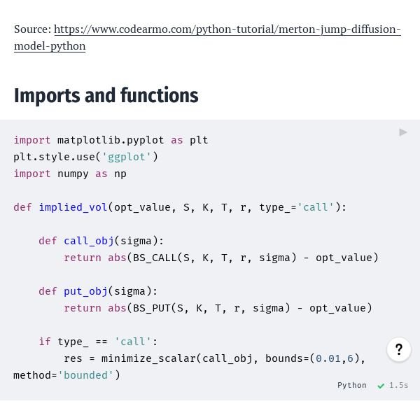 Merton Jump Diffusion model - Nextjournal