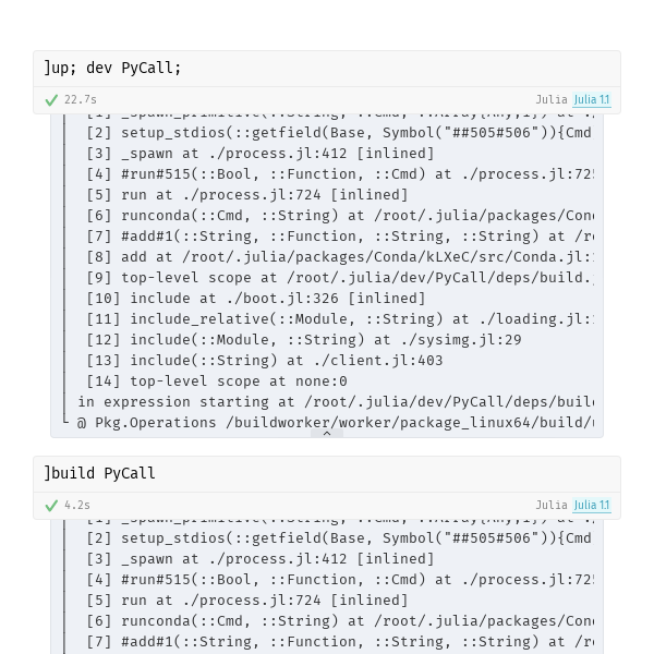 PyCall Build error - Nextjournal PyCall Build error - Nextjournal