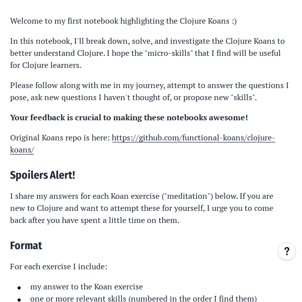 Clojure Koans 1 Equality Notebook Nextjournal 1319