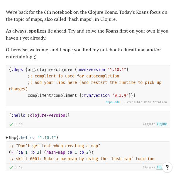 Clojure Koans 6 Maps Notebook - Nextjournal Clojure Koans 6 Maps Notebook - Nextjournal