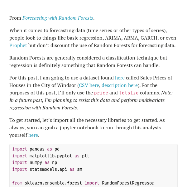 Forecasting with Random Forests - Nextjournal