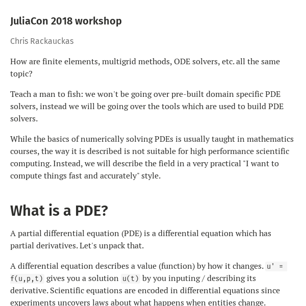 Solving PDEs in Julia - Nextjournal