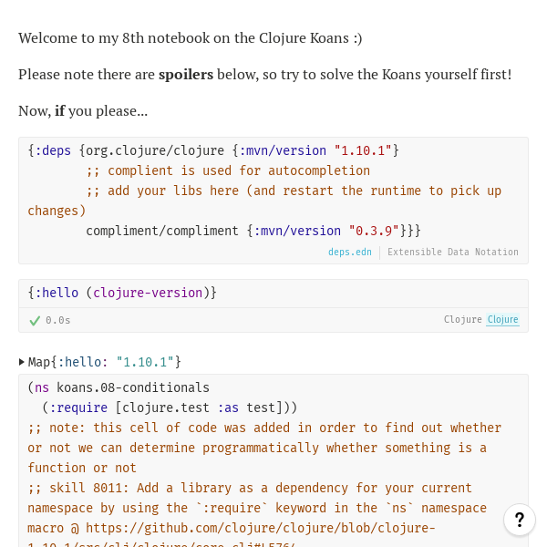Clojure Koans 8 Conditionals Notebook Nextjournal 